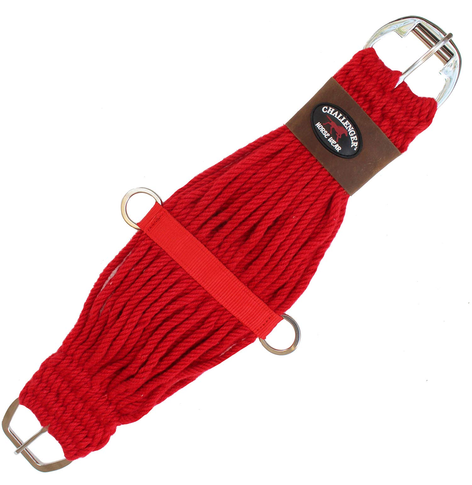 CHALLENGER Horse 38" Western 27 Strand Double Weave Red Mohair Roper Cinch 97RT07RD-38