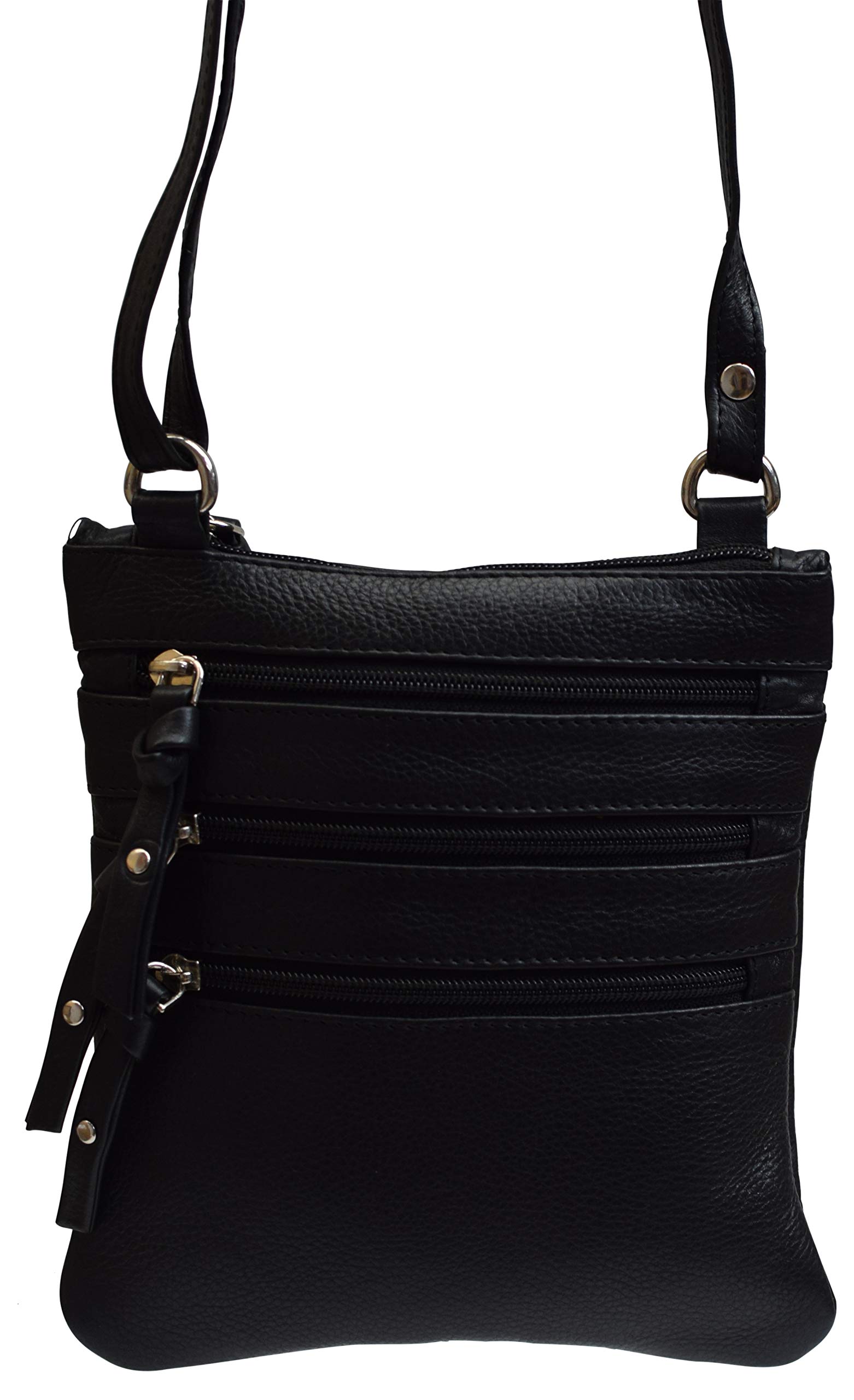Women's Purse Crossbody Handbag Premium Genuine Leather Shoulder Bag Luxury Gift for Ladies (Black)