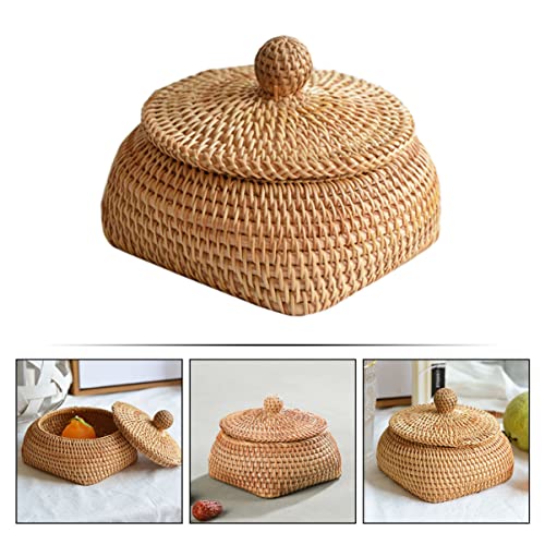 Cabilock Tv Simple Baskets Rattan Basket Holder Cosmetic Vegetable Makeup Lid Shelf Water Shoes Brown Clo Snack for Cube Rustic Hand Serving Organizing Toys Organizer Rectangular Clothes