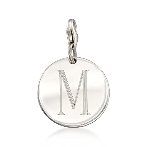 Ross-Simons Single Initial Disc Charm - Italian 6mm Sterling Silver Bead Bracelet 7 inches