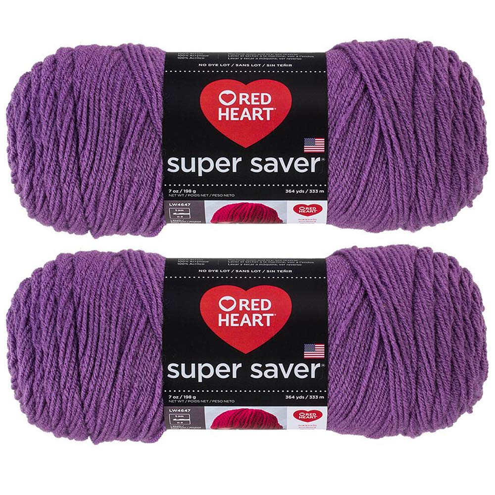 Bulk Buy: Red Heart Super Saver (2-Pack) (Medium Purple, 7 oz Each Skein)