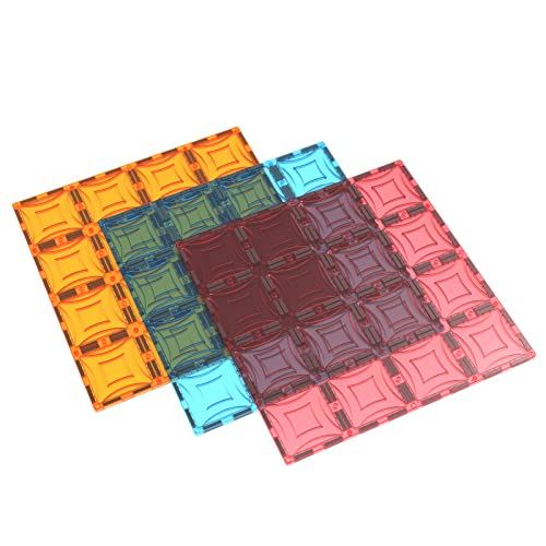 Mag-Genius Magnet Tiles Super Big Magnet Toy Building Toy Board Size of 16 Magnet Tiles 3 Stabilizer 12" X 12" Magnet Plates Compaible with Any Other Brand