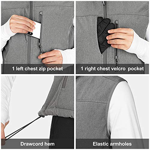 Outdoor Ventures Men's Running Vest Outerwear, Lightweight Windproof Fleece-Lined Softshell Sleeveless Jacket for Golf