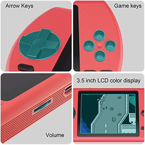 JAMSWALL Handheld Game Console, 500 Classical FC Games 3.5-Inch Screen 1020mAh Rechargeable Battery Portable Retro Video Game Console Support for Connecting TV and Two Players (Red)