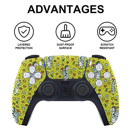 Cute Zebra and Floral Full Protective Skin Cover Design Wrap Decal Sticker Compatible with PS5 Digital Edition Console and Controller