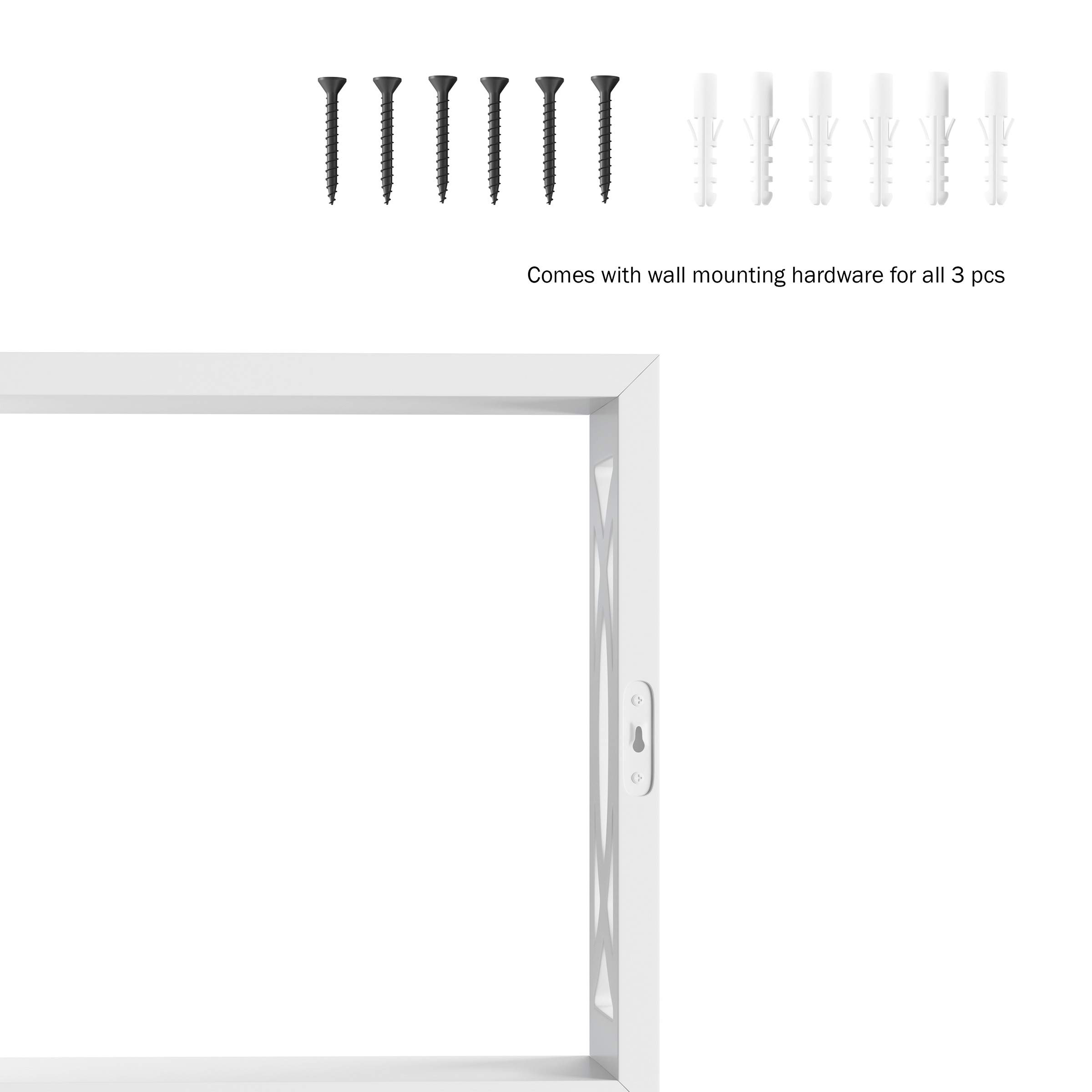 Floating Shelves- Open Cube Wall Shelf Set with Hidden Brackets, 3 Sizes to Display Décor, Photos, More- Hardware Included by Lavish Home (White)