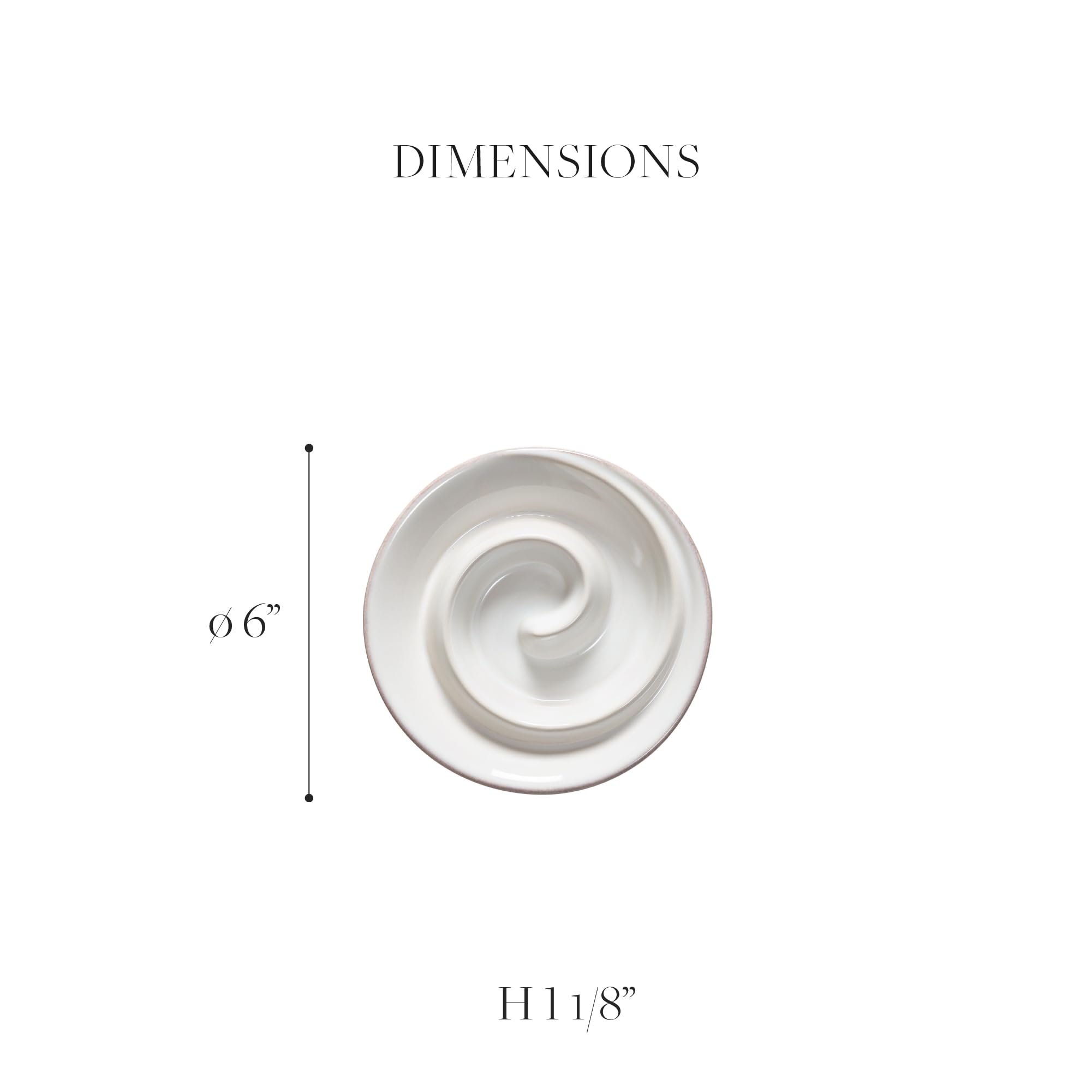 Casafina Ceramic Stoneware 8" Spiral Appetizer Dish - Cook & Host Collection, White | Microwave & Dishwasher Safe Dinnerware | Food Safe Glazing | Restaurant Quality Serveware