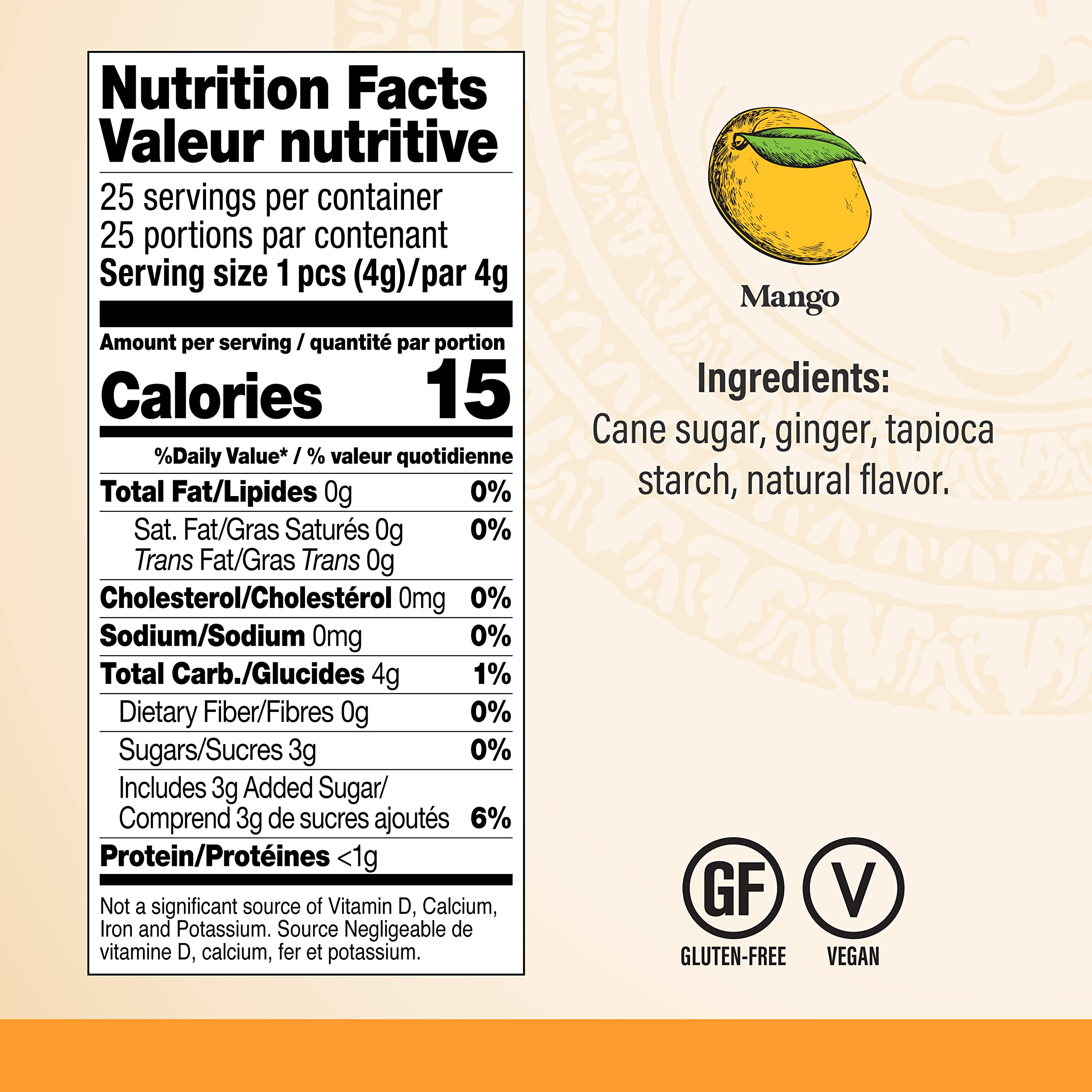 Chimes Mango Ginger Chews, 1lb Bag