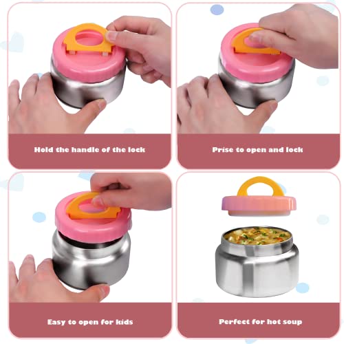 CocoMeiwei Thermo for Hot Food Kids, Insulated Container for Cold Drinks 8 oz, Stainless Steel Wide Mouth Lunch Soup Thermo for School With Silicone Bendable Spoon, Vacuum Leak-Proof Food Jar