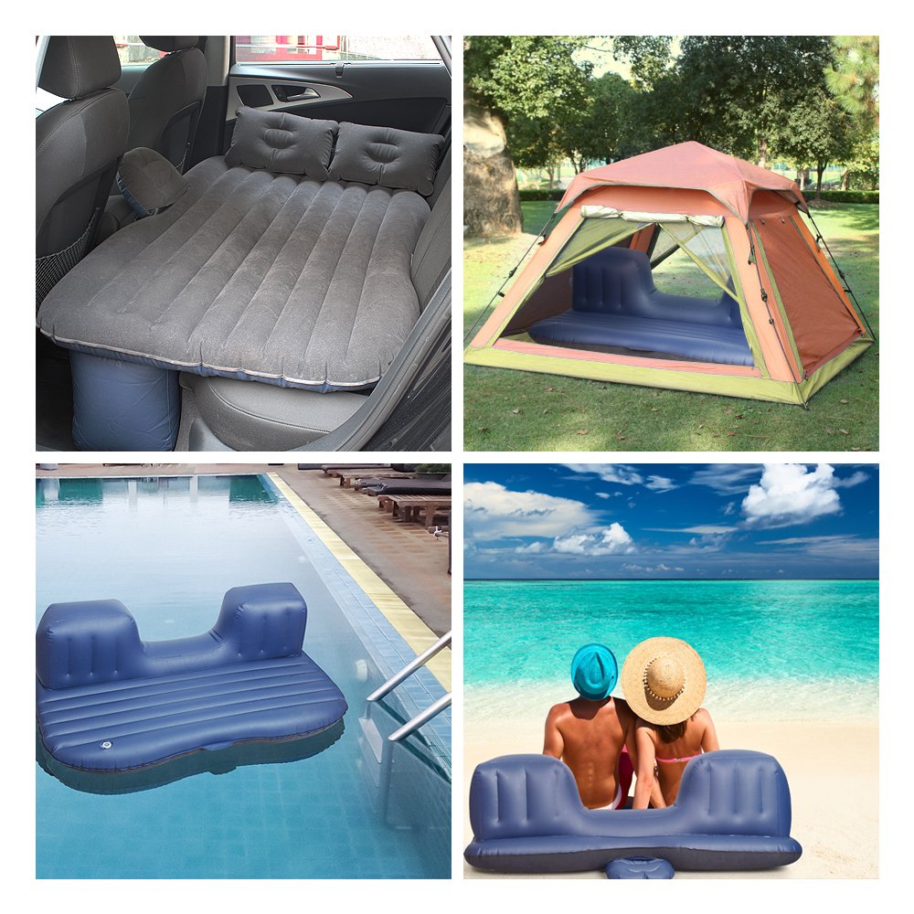 Car Air Mattress, Portable Inflatable Air Mattress Bed with Compact Twin Pillows for Travel, Camping, Vacation, Sleeping, Suitable for SUVs, RVs, Trucks, Minivans etc