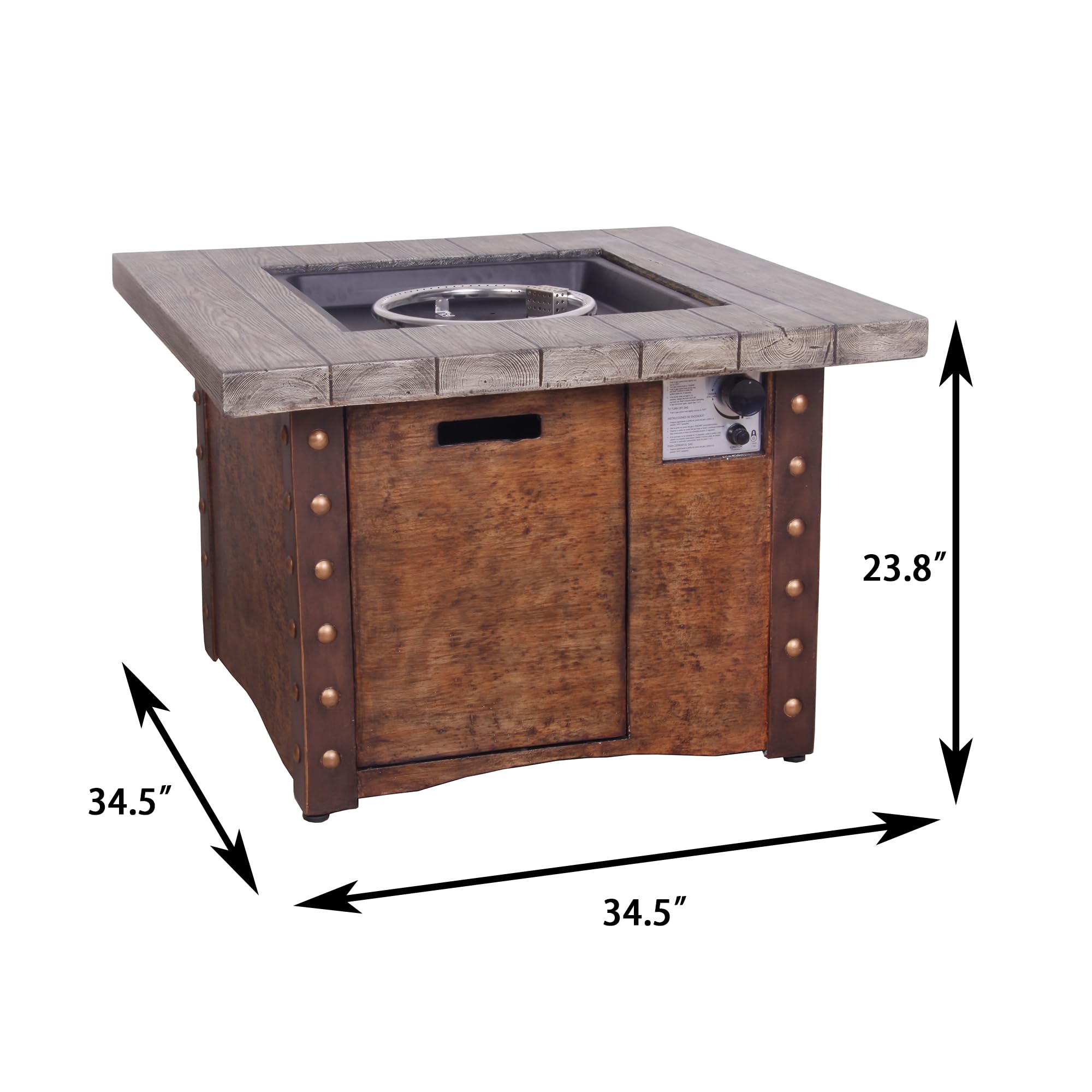 CASAINC 36'' Propane Fire Pit Table, Outdoor Gas Fire Pit 50,000 BTU Round Fire Table Patio Smokeless Firepit Table for Outside, Lid and Lava Rock, Waterproof Cover, CSA Certification-Gray