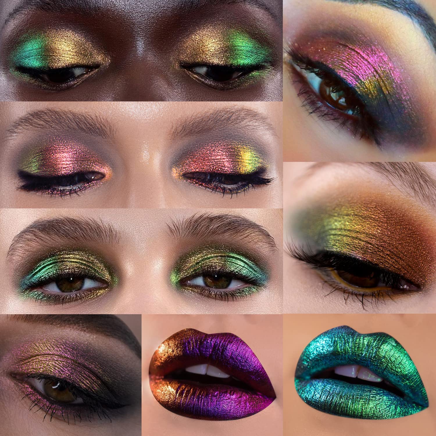 Chameleon Eyeshadow Liquid Glitter Eye Makeup, High Pigment Intense Color Shifting Green Violet Metallic Eye Shadow, Holographic with No Creasing Metal Glitter and Glow Liquid Eyeshadow,1.6g (#04 ELF)