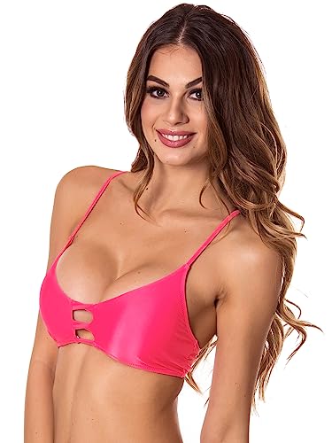 RELLECIGA Women's Watermelon Red Strappy Longline Triangle Bikini Top Size X-Large
