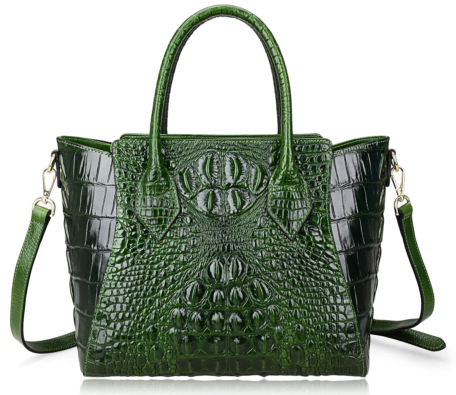 PIJUSHI Designer Crocodile Handbags for Women Genuine Leather Purses Top Handle Shoulder Bag (6082 Purple)