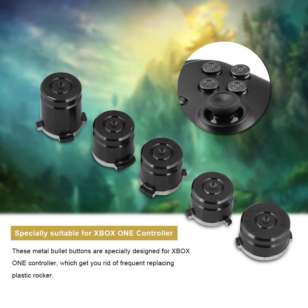 Bullet Buttons A B X Y Aluminium 9mm Black for Xbox ONE Controller, Plug and Play, 100% Brand New and(Black)