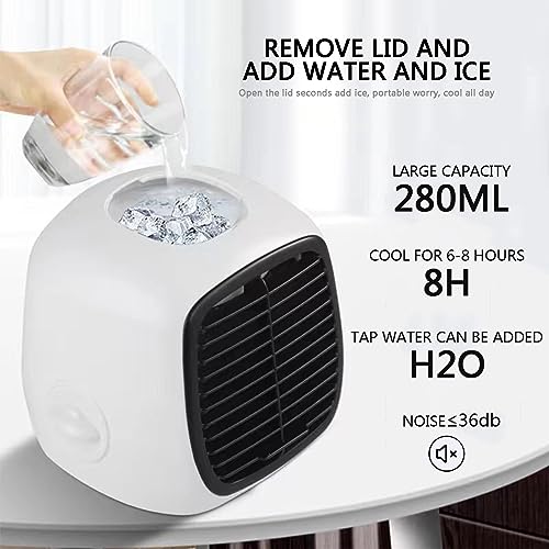 Portable Air Conditioner,Upgraded 4 in 1 Personal, Continuously Viable, USB Desk Evaporative Air Cooler for Home,Bedroom, Office,Camping and Dorm | Easy Installation and Rechargeable