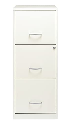 Office Dimensions 3 Drawer Lock SOHO Vertical File Cabinet, 18-Inch, White