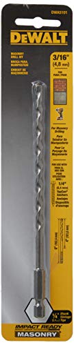 DEWALT Masonry Drill Bit, Impact Ready, 3/16-Inch X 4-Inch X 6-Inch (DWA5101)