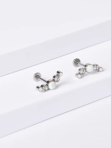 CANDYFANCY 16G Cartilage Earring Set for Women,Stainless Steel Flatback Forward Helix Stud Earrings Tragus Daith Rook Conch Cartilage Piercing Jewelry 10PCS Studs