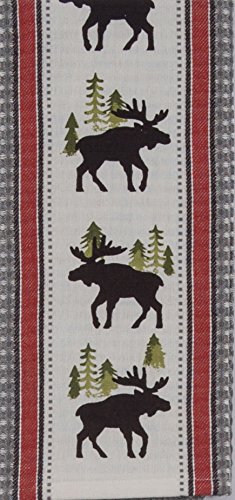 Cabin Lodge Themed Wilderness Kitchen Towels With Bear And Moose, 2 Piece Bundle