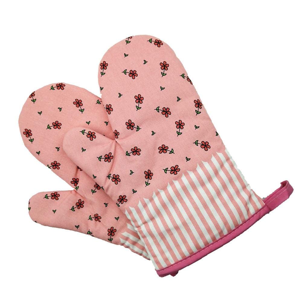 candygirlft Oven Mitts, Heat Resistant Oven Gloves with Quilted Cotton Lining, Baking Mitts for Barbecue, Cooking, Baking, BBQ, Mimicrowave (Pink)