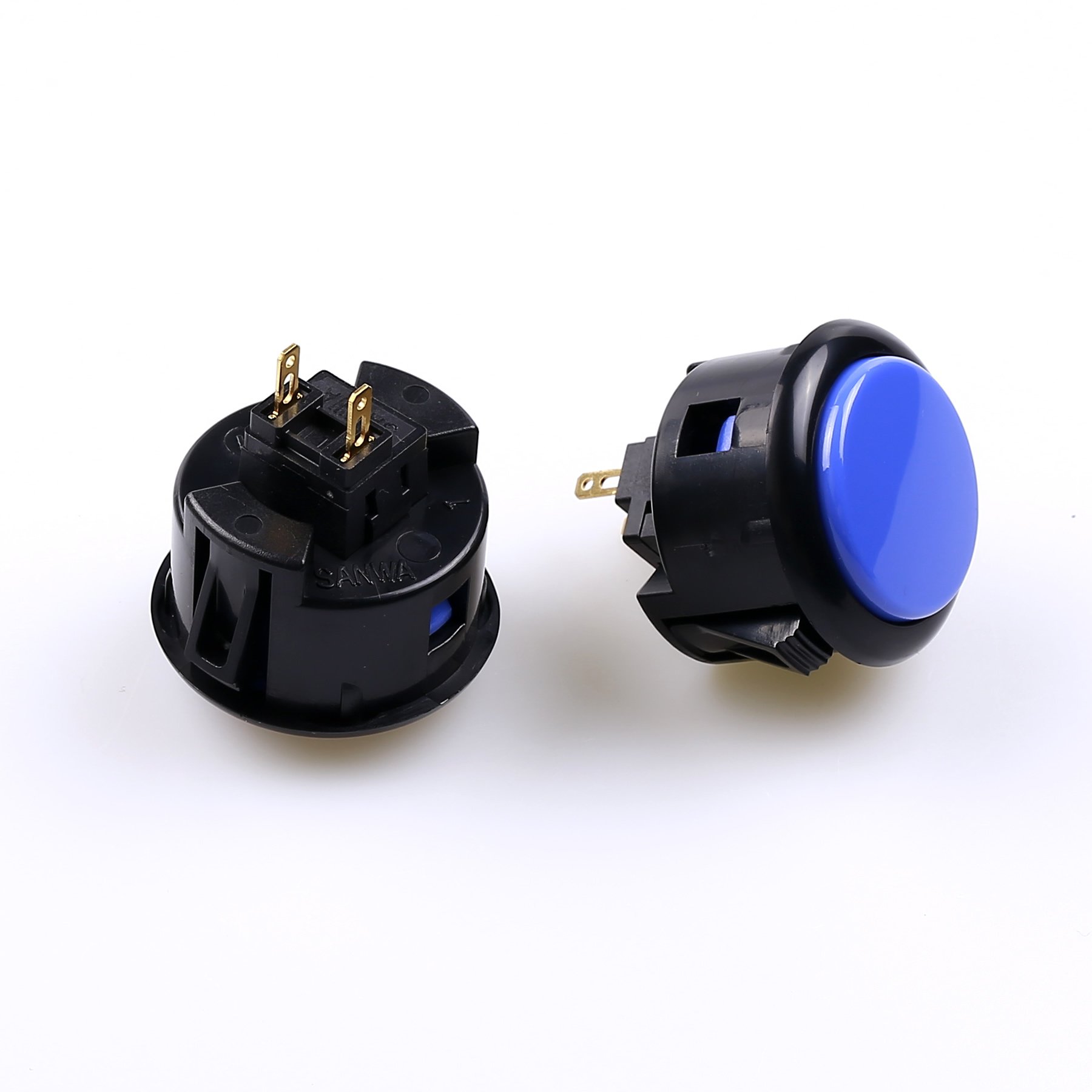 Sanwa 6 pcs OBSF-30 Original Push Button 30mm - for Arcade Jamma Video Game & Arcade Joystick Games Console (Black & Blue) S@NWA