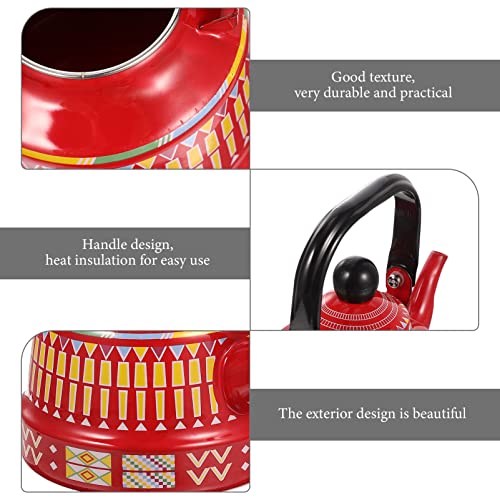 Kichvoe Teapot Tea Kettle Enamel Tea Kettle Enamel Hot Water Kettle Pot Stovetop Safe with Handle Water Heating Pot Coffee Kettle for Stovetop Induction Cooker Red Christmas Green