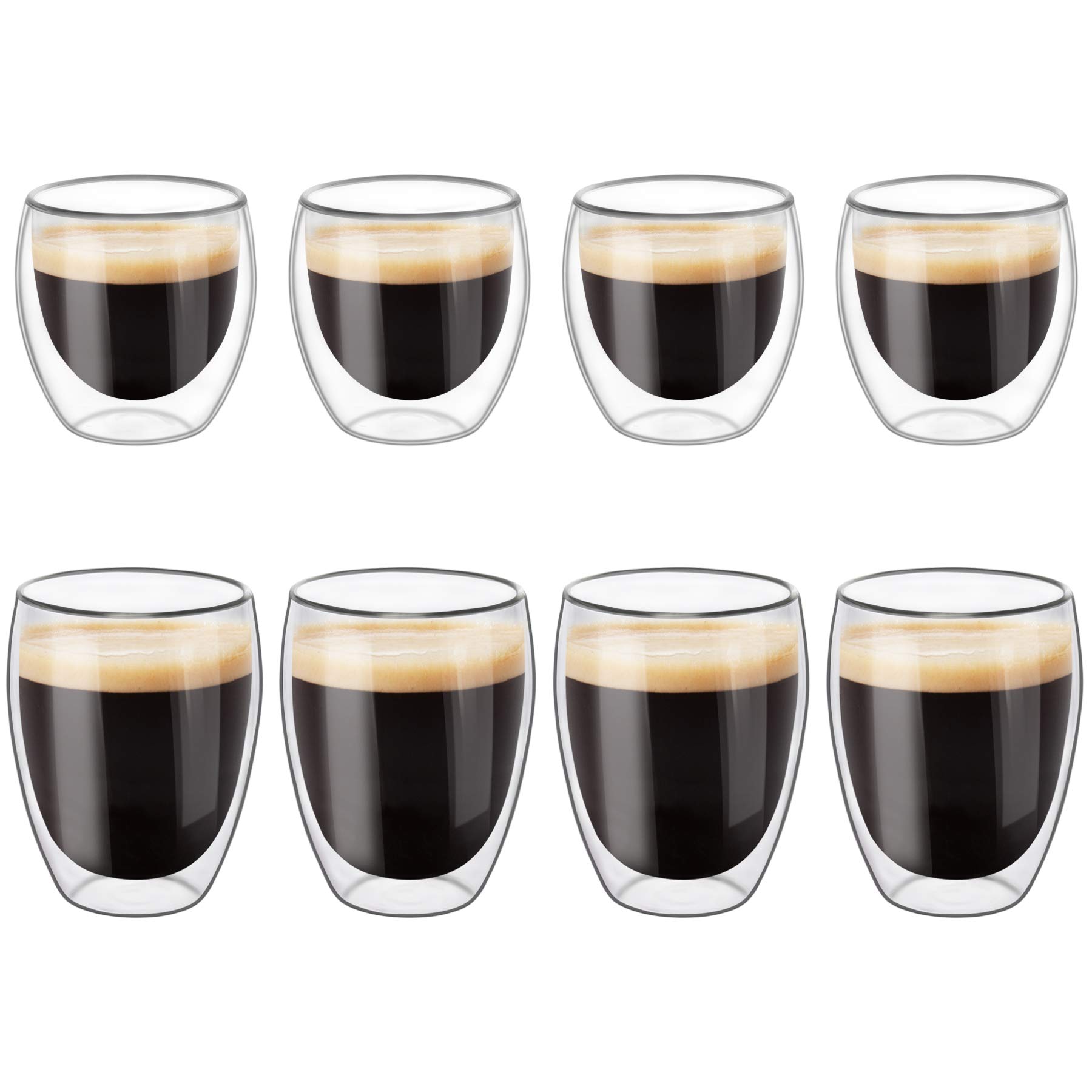 ComSaf Double Wall Glass Coffee Mugs 8.5 OZ 12 OZ, Insulated Thermal Cups for Office Home, Drinking Glasses For Tea/Coffee/Latte/Cappucino/Cafe/Milk, Clear