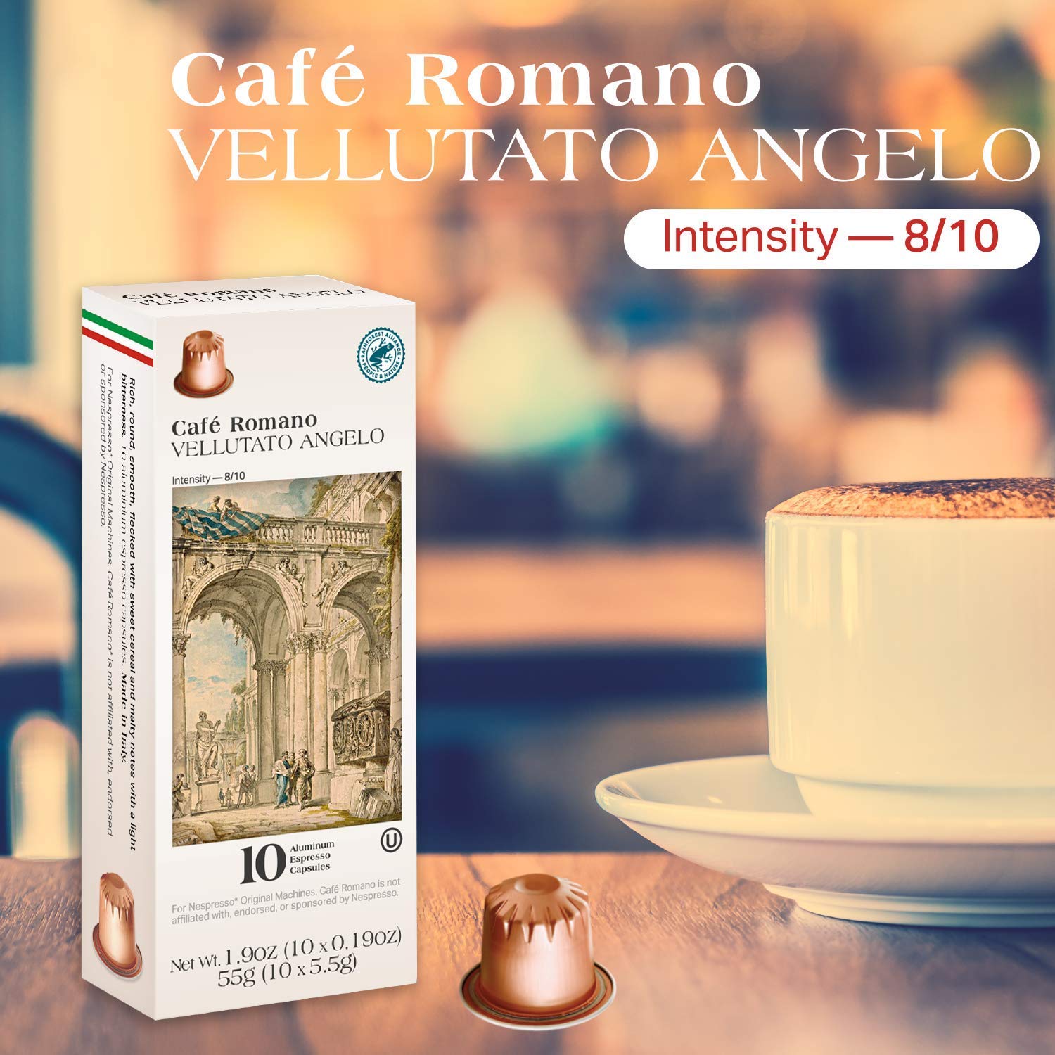 Café Romano Espresso Capsules Single Cup Aluminum Coffee Pods Compatible with Nespresso Original Machine, 80 Capsules (Variety pack)