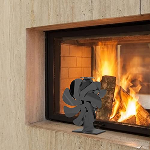 UXZDX CUJUX Heat Powered Stove Fan Black Home Fireplace Fan Quiet Log Wood Burner Efficient Heat (Color : Black, Size : 19x13x16CM)