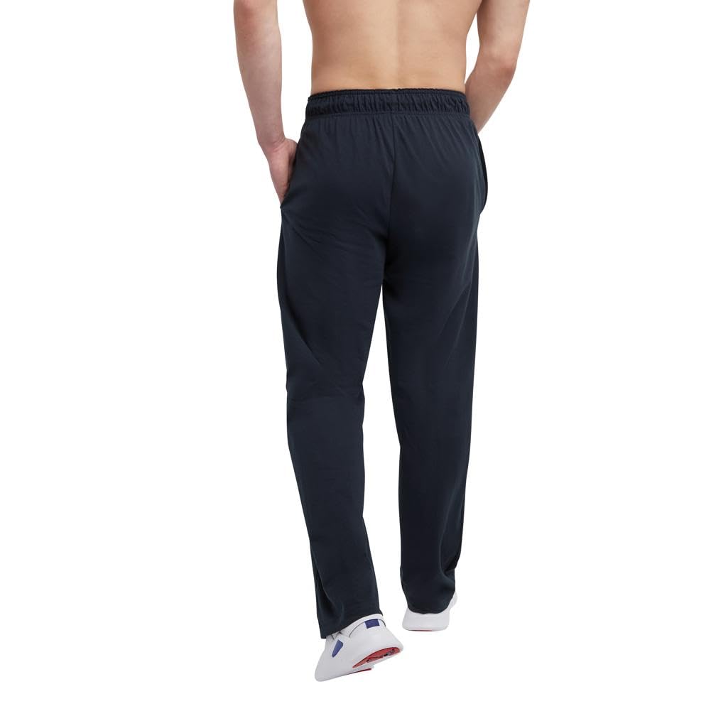Champion Men's Everyday Open Hem Cotton Pants, 32.5" Inseam, Cotton Knit Pants Left Hip "C" Logo, Open Hem Jersey Pants