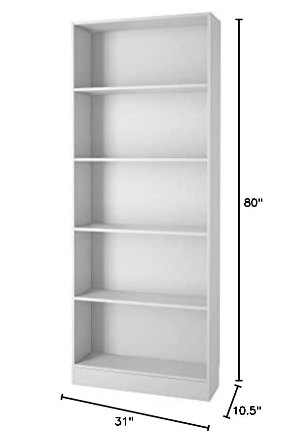 Tvilum Element Wide 5 Shelf Bookcase, Tall, White