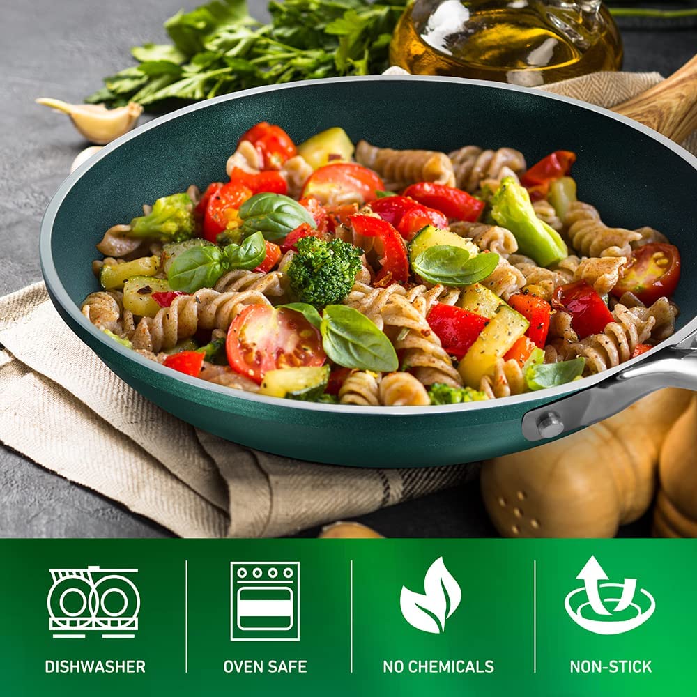 Granite Stone Coated Nonstick Frying Pan - 10 Inch Emerald Nonstick Skillets, for Cooking and Frying โ PFOA Free