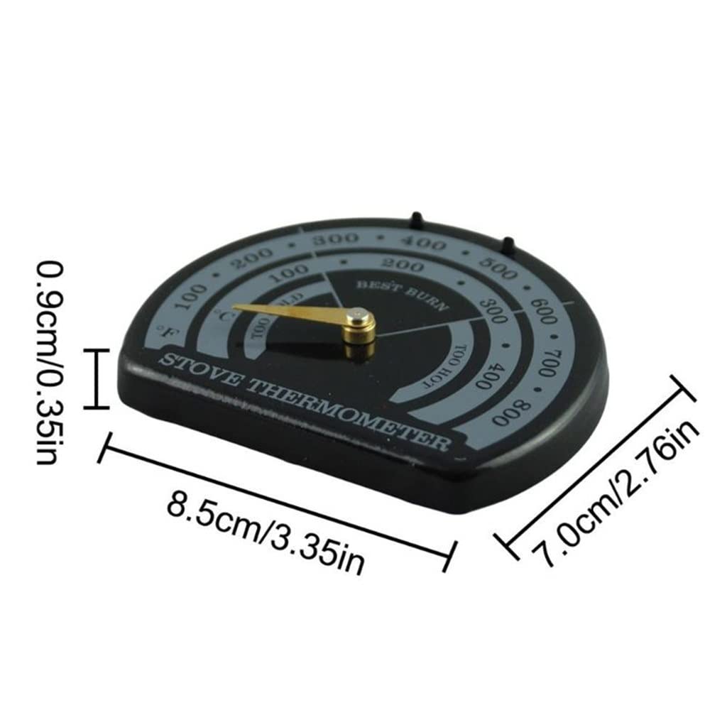 UXZDX CUJUX Magnetic Wood Fireplace Fan Stove Thermometer with Probe Household Sensitivity Barbecue Oven Tool (Color : Black, Size : 8.5x7x0.9cm)