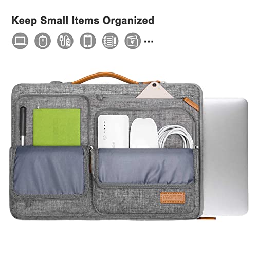MOSISO 360 Protective Laptop Shoulder Bag, 15-15.6 inch Computer Bag Compatible with MacBook Pro 16, HP, Dell, Lenovo, Asus Notebook, Side Open Messenger Bag with 4 Zipper Pockets & Handle, Gray