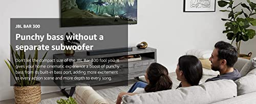 JBL BAR-300 5.0ch Soundbar with MultiBeam Sound and Dolby Atmos with an Additional 1 Year Coverage by Epic Protect (2023)