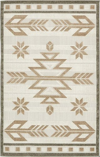 Unique Loom Outdoor Modern Collection Area Rug - Albuquerque (5' x 8' Rectangle, Beige/ Brown)