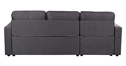 ERYE L-Shaped Reversible Corner Convertible Sleeper Sectional Sofa with Pull Out Sleeper Couch Bed,Storage Chaise and 2 Pillows for Home Apartment Office Living Room, Dark Gray Linen Sofa&Couch