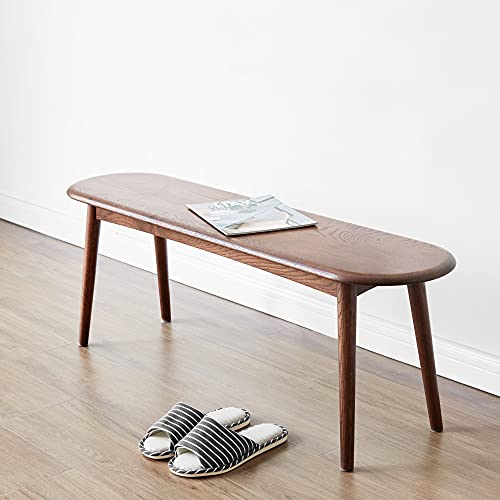HomSof Natural Oak Wood Bed Bench for Dining Room, Walnut 39.4"