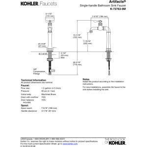 Kohler 72763-9M-2BZ Artifacts Gentleman's Single-Handle Bathroom Sink Faucet, Oil-Rubbed Bronze
