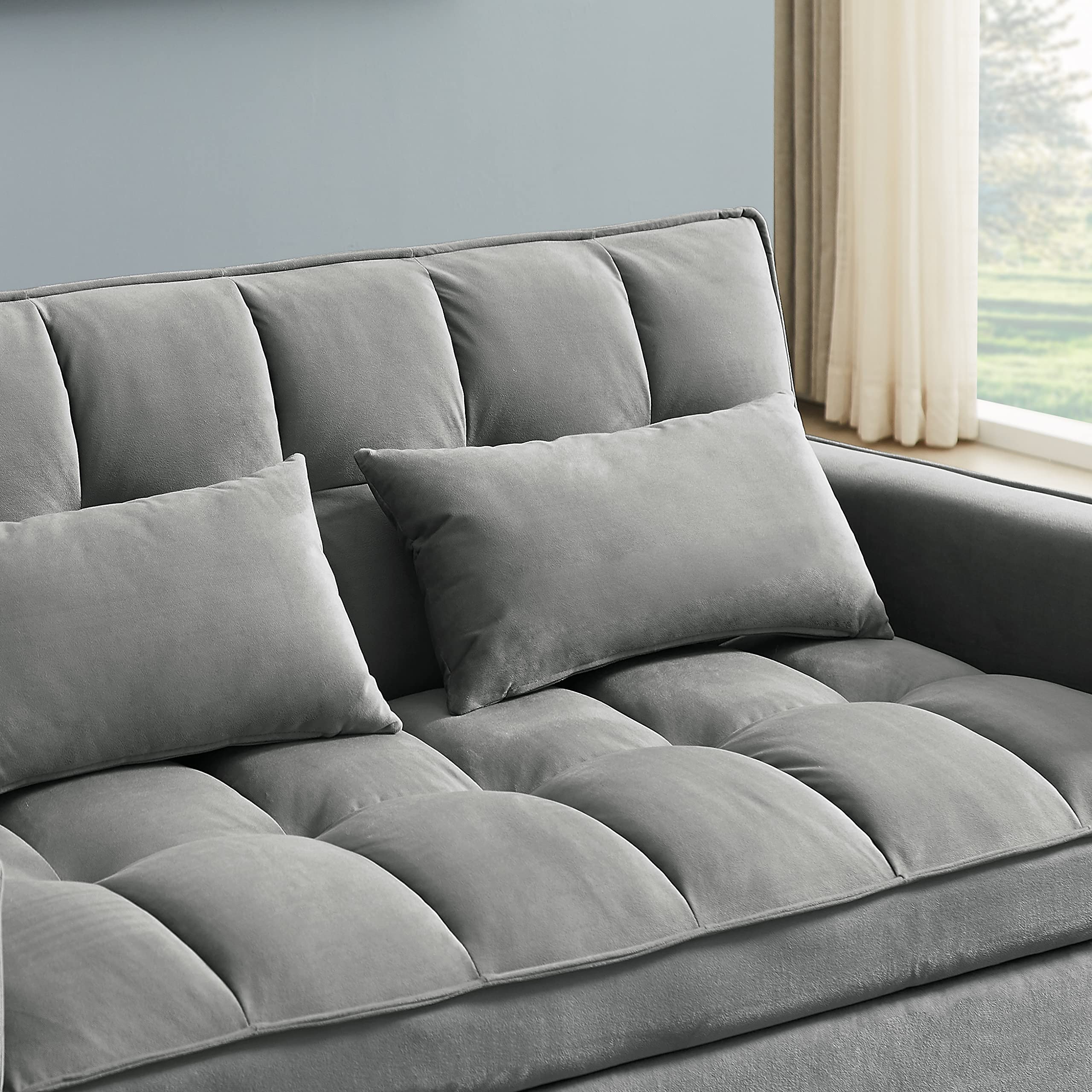 ERYE Modern 2 Seaters Loveseat Sofa&Couch W/Pull Out Sleeper Couch Bed and Adjustable Backrest Convertible Sofabed Bring Side Storage Pockets for Home Apartment Office Living Room Furniture Sets