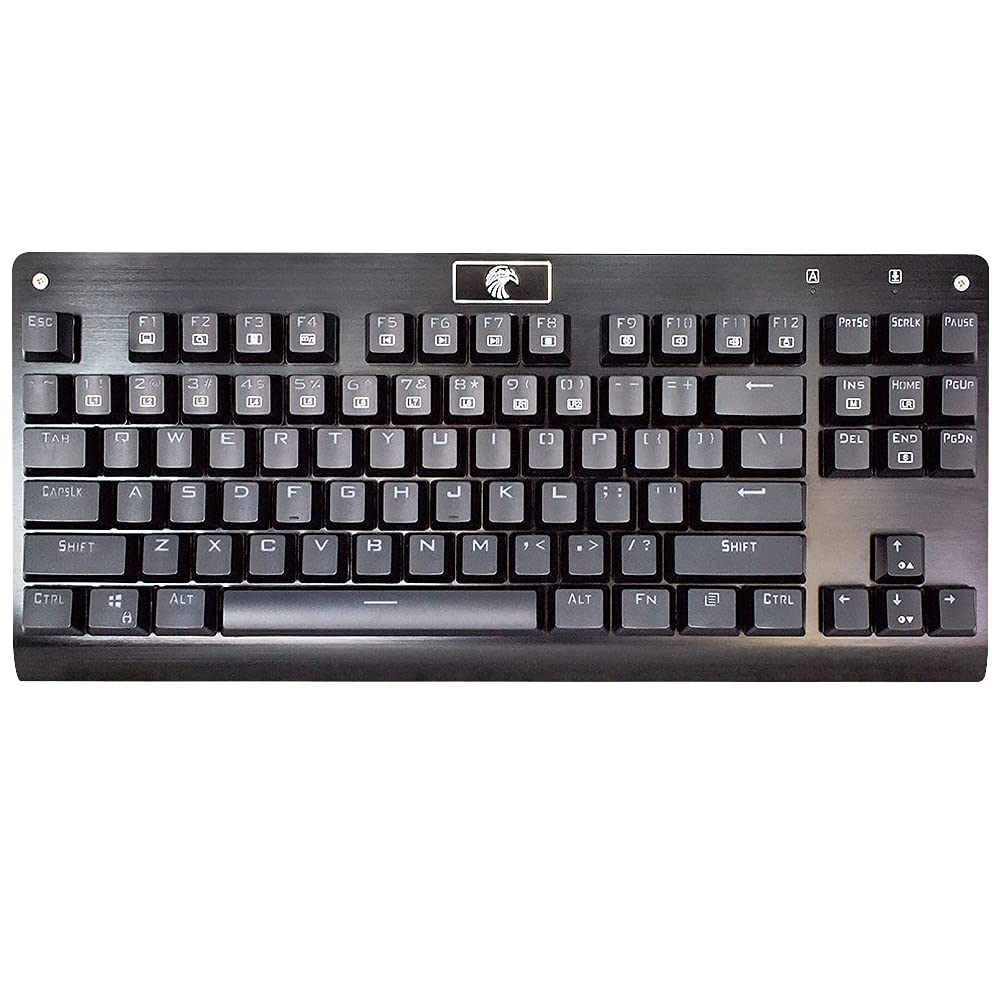 Granvela E-yooso Z-77 Mechanical Keyboard | Aluminium Panel | Tactile Clicky Blue Switches | Rainbow LED Backlit | N-Key Rollover | 87-Key Tenkeyless | Hot Swappable -Black