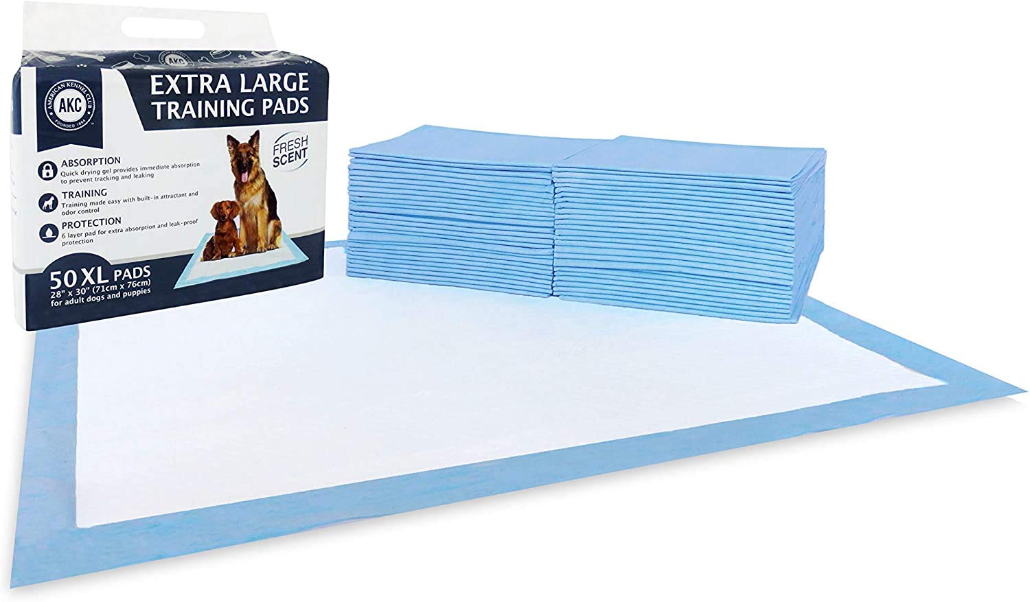 Ultra Absorbent Odor Control Training Pads For Dogs Leak-proof Quick Dry Gel – Extra Large 30 x 28 Pee Pads - Fresh Scented - 50 Count, Pack of 1