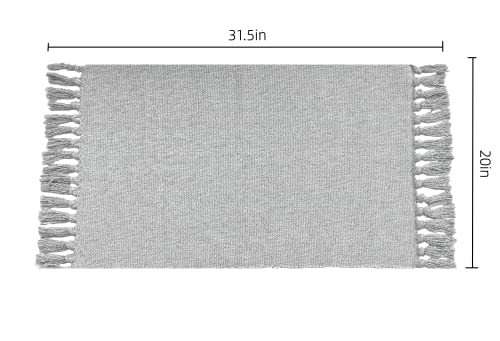 JE JOUE Boho Bathroom Rug 2'x3' Grey,Hand Woven Tassel Solid Color Area Rug, Washable Bedroom Runner mat for Laundry Kitchen Outdoor Bathroom Dorm entryway