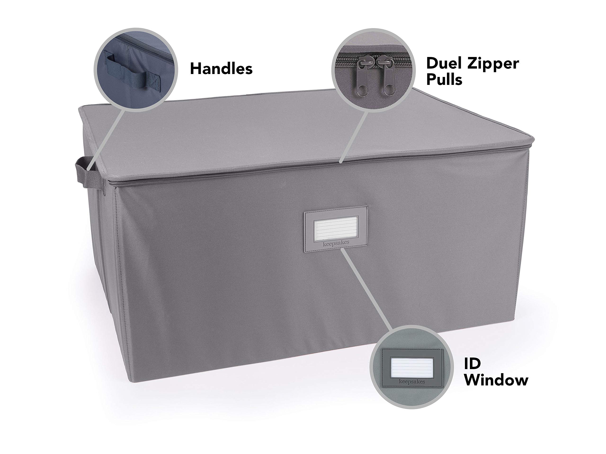 Covermates Keepsakes - Zip-Top Storage Box - Heavy Duty Polyester- Reinforced Handles - Stackable Design - Indoor Storage, Graphite