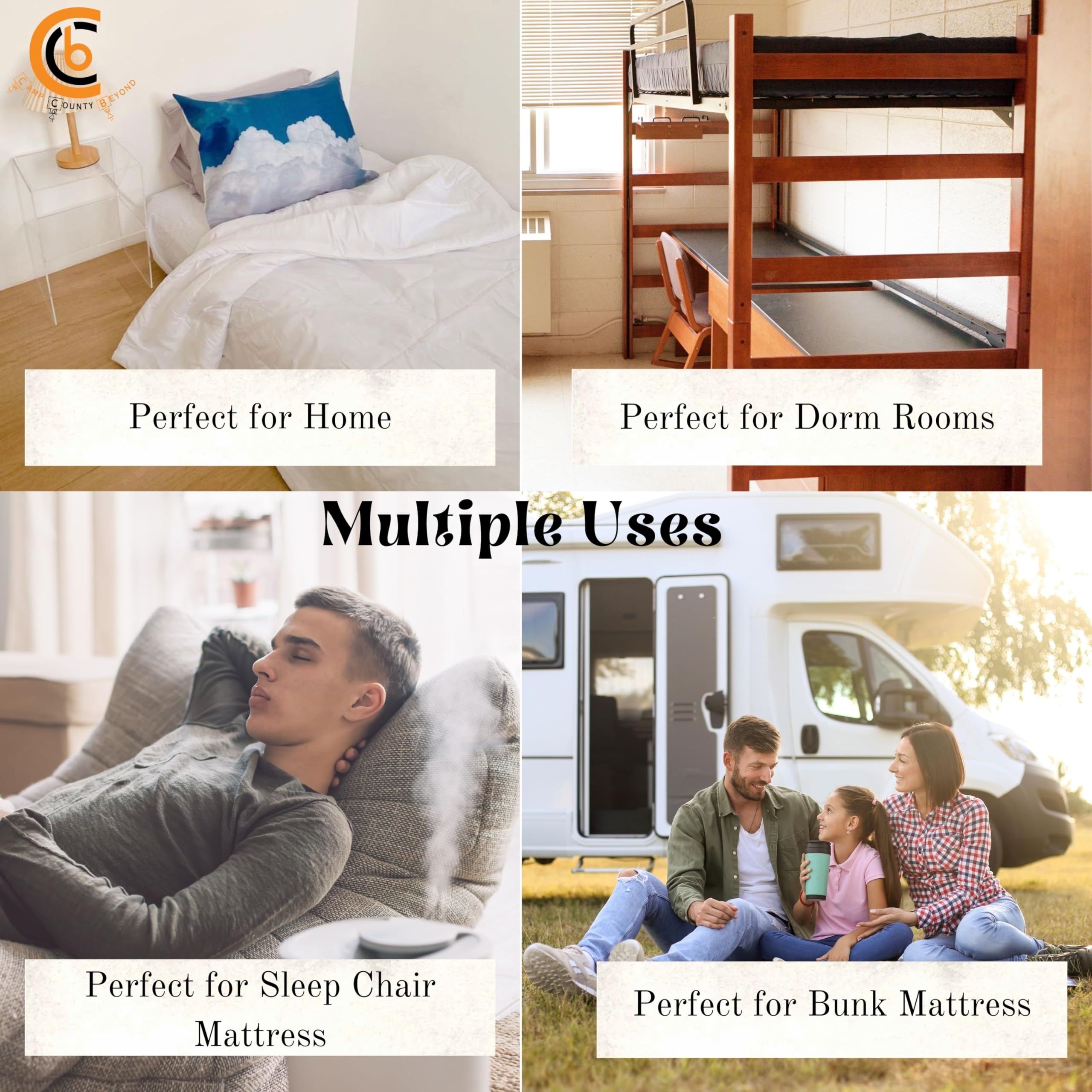 Cot Sheet 30" x 80" x 9" for Camping - 2 Piece Cot Fitted Sheet - Narrow Twin/Camp Rvs Bunk/Guest Beds/Camping Cot/Travel Trailers/Spilt Queen Bed, White Solid
