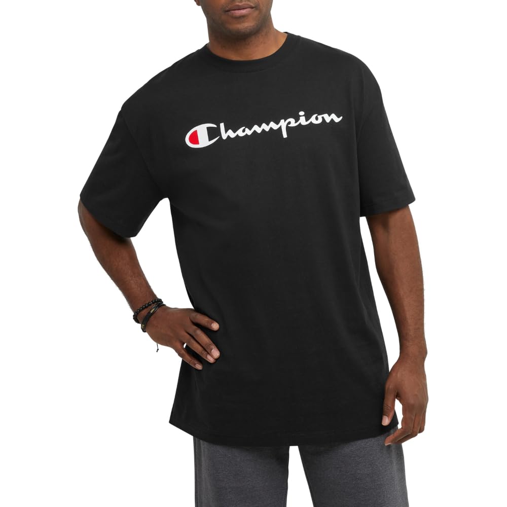 Champion mens Classic T-shirt, Classic Script T Shirt, Black-y06794, X-Small US