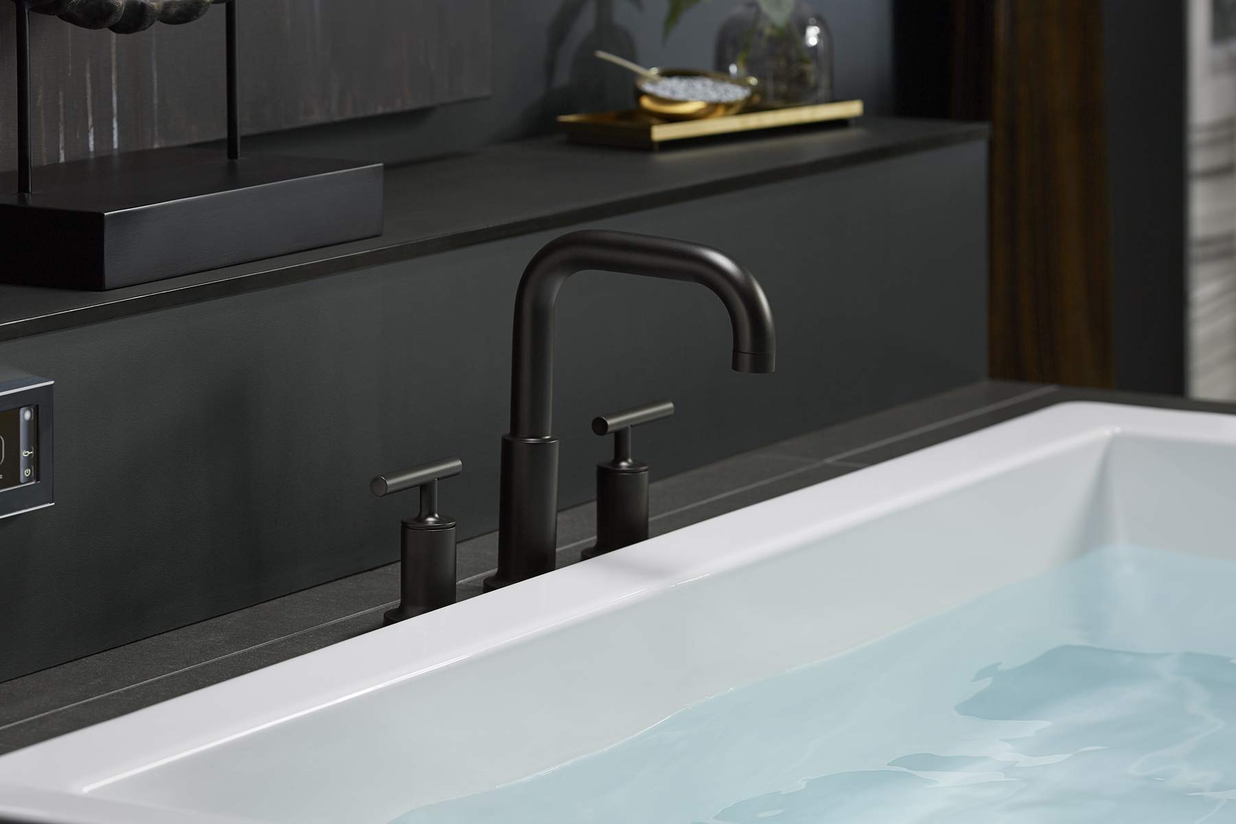 KOHLER K-T14428-4-BL Purist® Deck-Mount Bath Faucet Trim for High-Flow Valve with Lever Handles