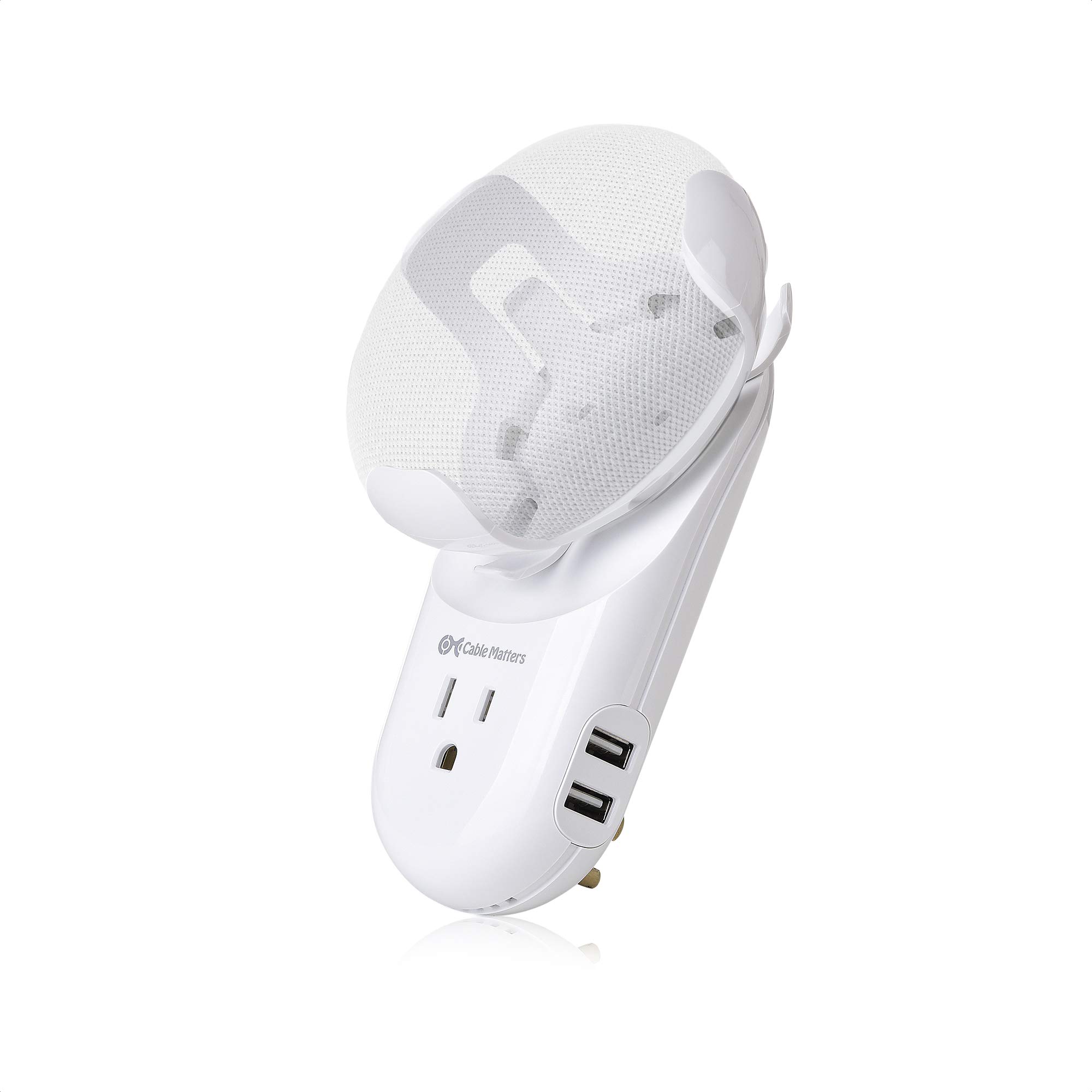 Cable Matters UL Listed Wall Mount with Electrical Outlet and 17W Smart USB Charging for Google Home Mini and Nest Mini
