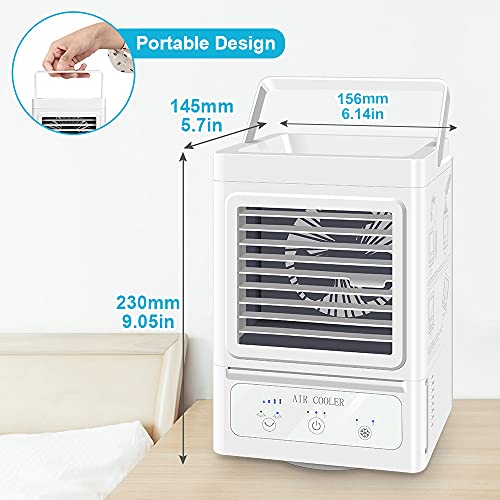 Portable Air Conditioner Fan with 3 Wind Speeds,Rechargeable Battery Operated 60&120 Degree Auto Oscillation Personal Air Cooler,Quite Ice Cooler Fan
